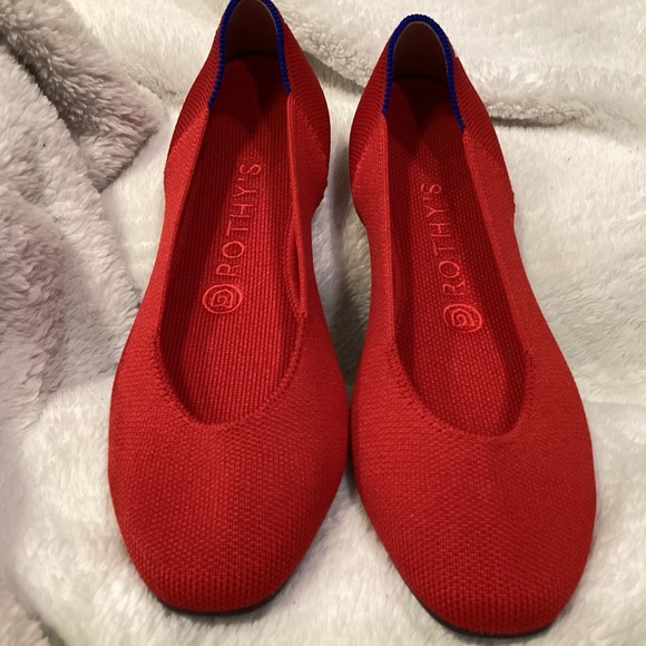 Rothy's | Shoes | Rothys The Square Red Clementine Knit Chic Ballet ...